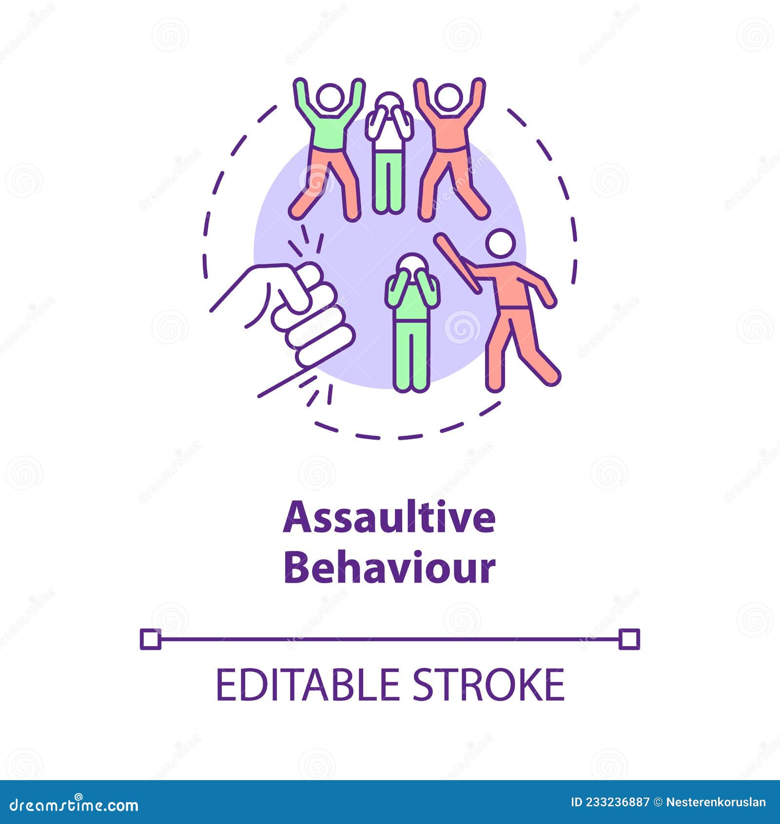 Assaultive Behavior Concept Icon Stock Vector - Illustration of lined ...