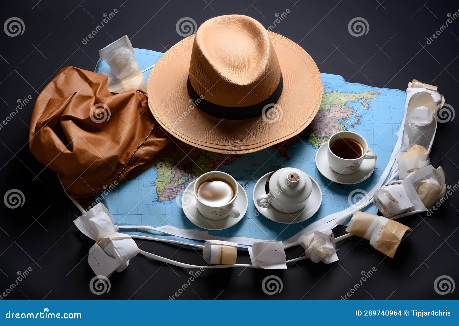 Assemblage of Maps: Top-Down Travel Snapshot Stock Illustration ...