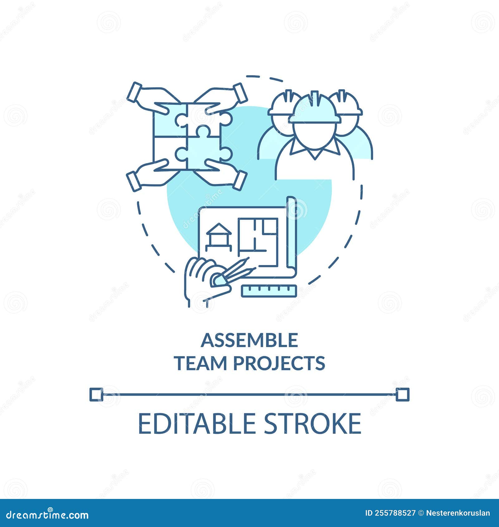 Assemble Team Projects Turquoise Concept Icon Stock Illustration - Illustration of construction ...