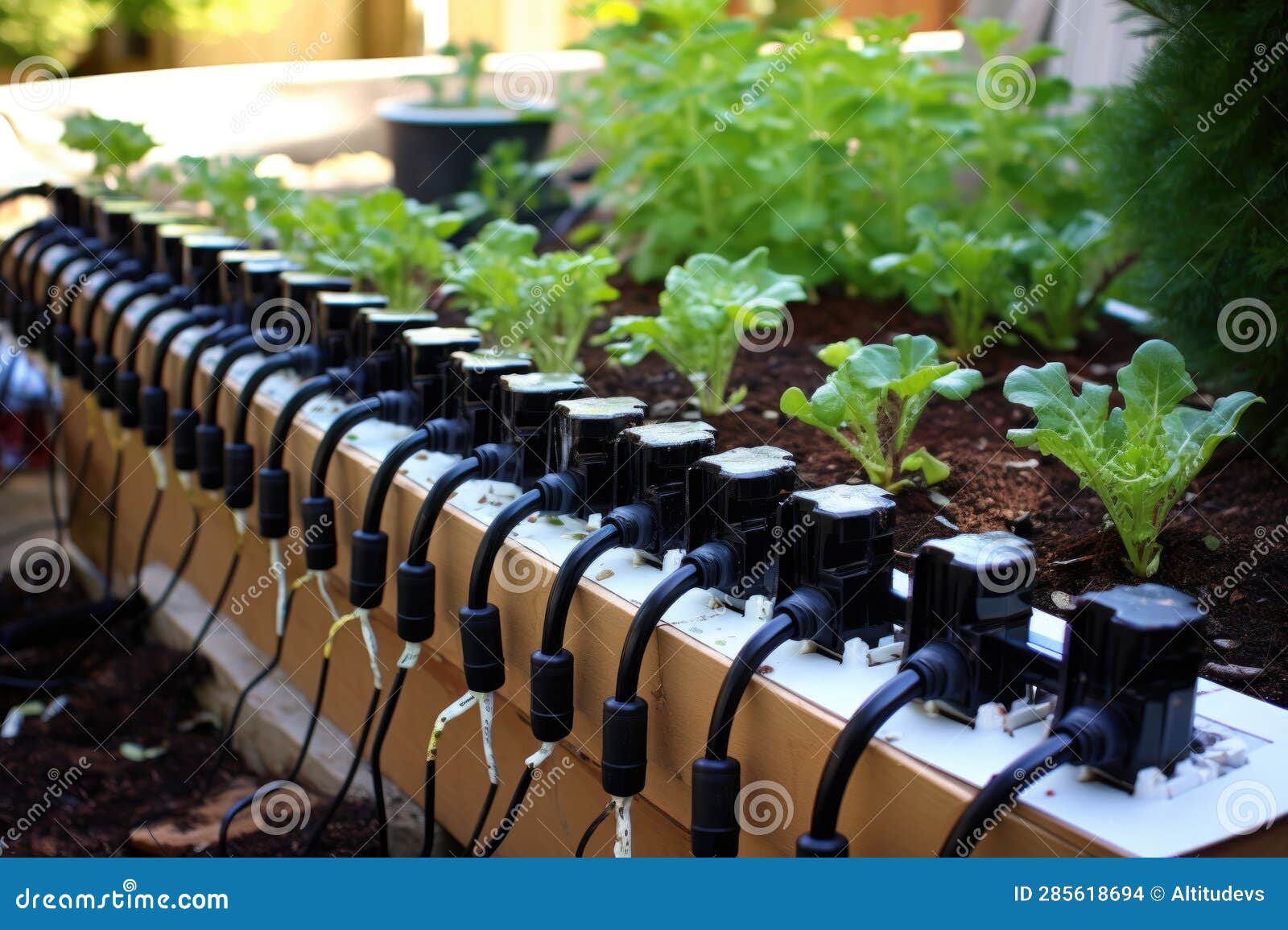 Assembled Diy Drip Irrigation System in a Garden Stock Illustration ...