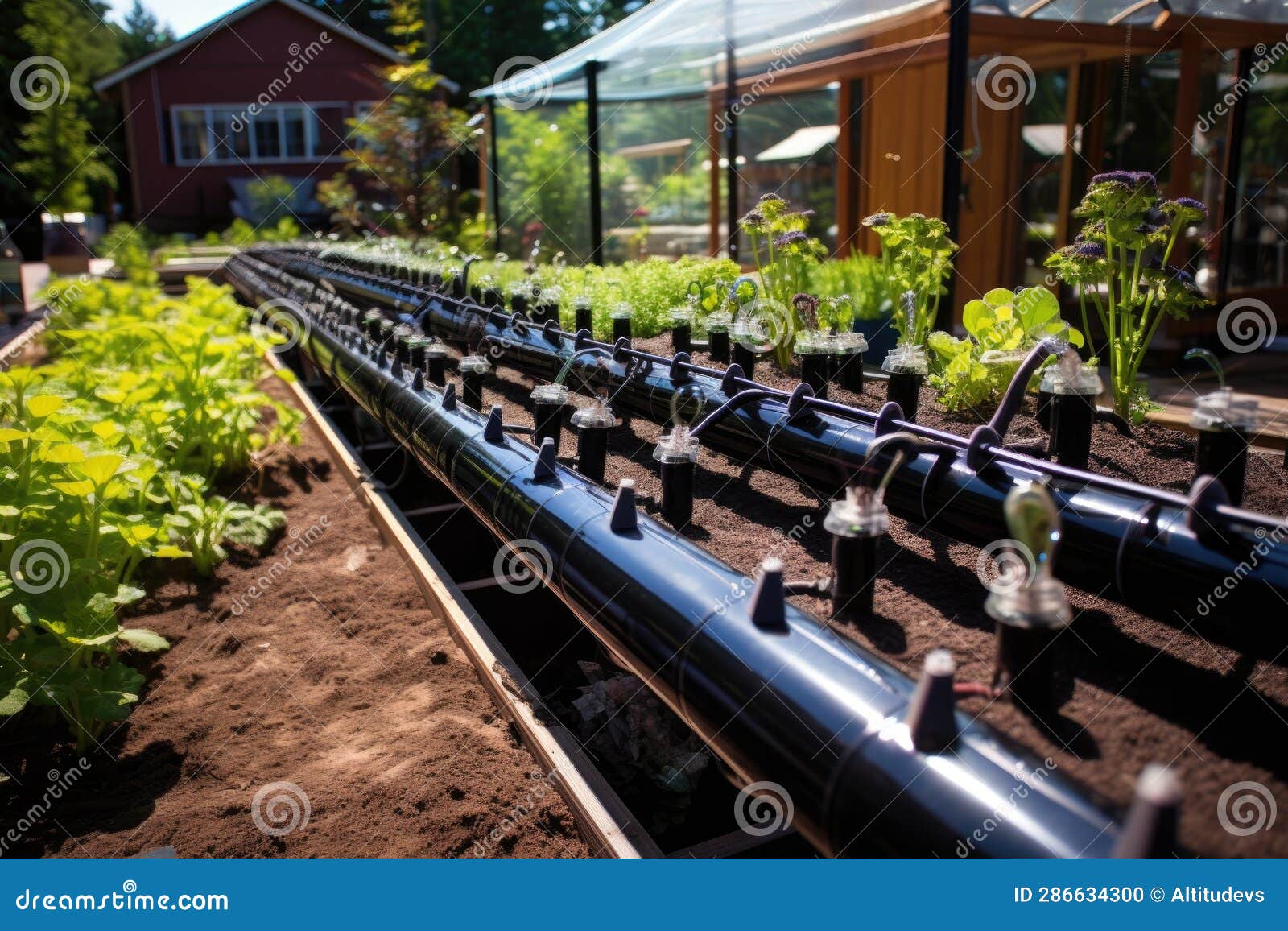Assembled Diy Drip Irrigation System in a Garden Stock Photo - Image of ...