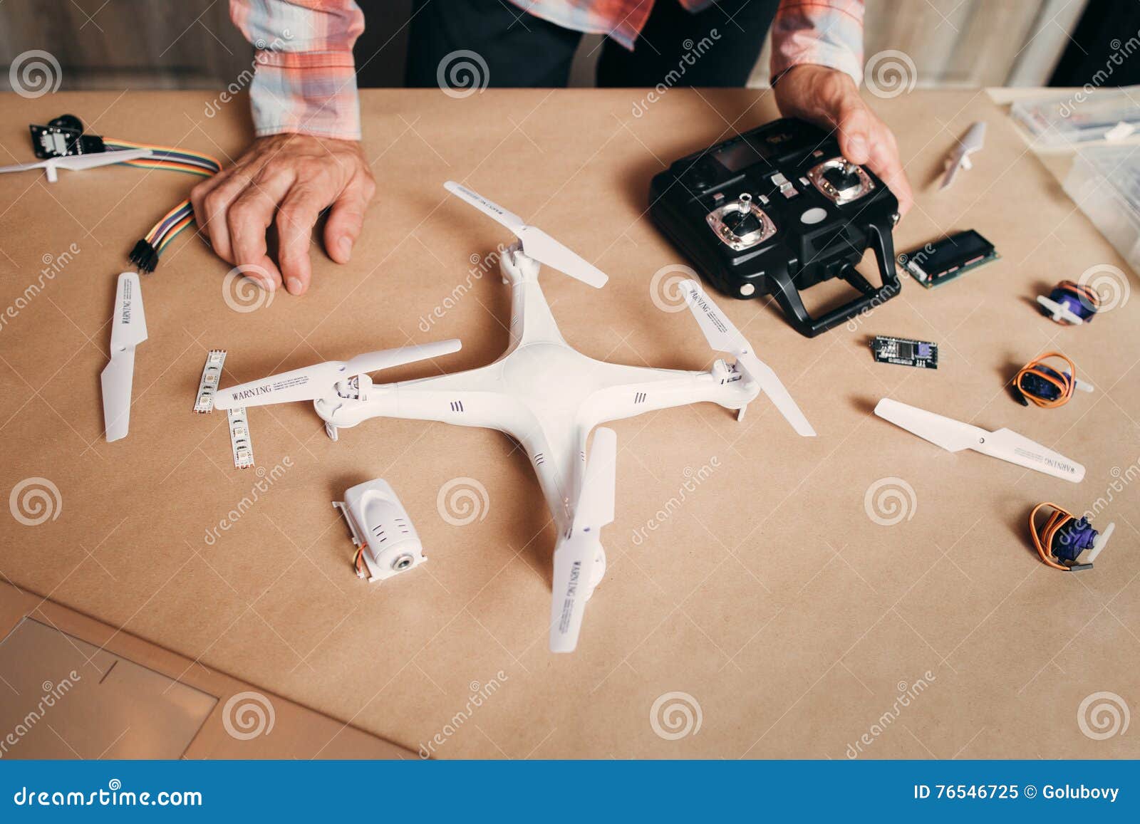 Assembled Drone in Male Hands, Diy Aero Model Stock Image - Image of ...