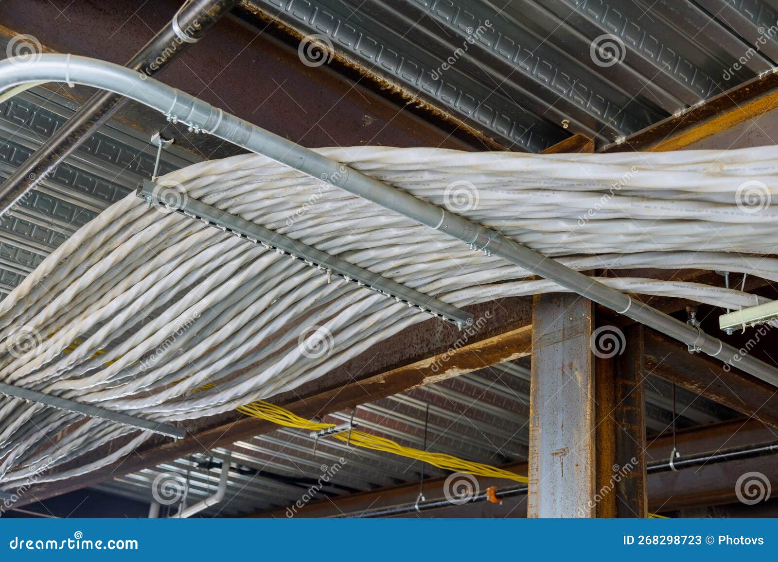 Assembled and Installed Electrical Wires on the Ceiling of a New ...
