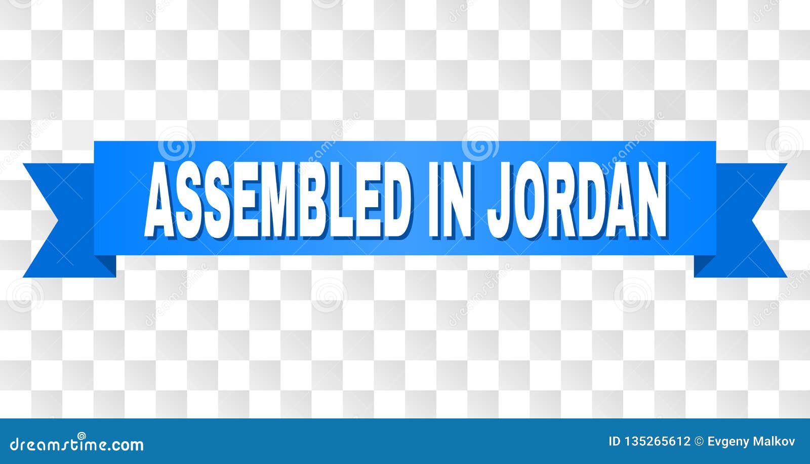 Blue Ribbon with ASSEMBLED in JORDAN Text Stock Vector - Illustration ...
