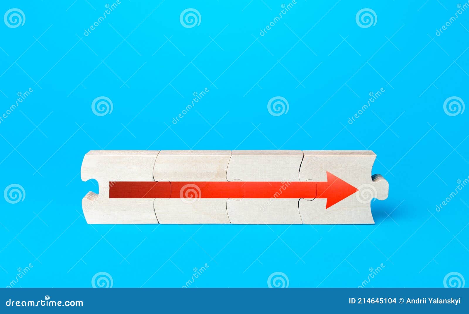 Assembled Puzzle with a Red Arrow. Continuation of Process, Further ...