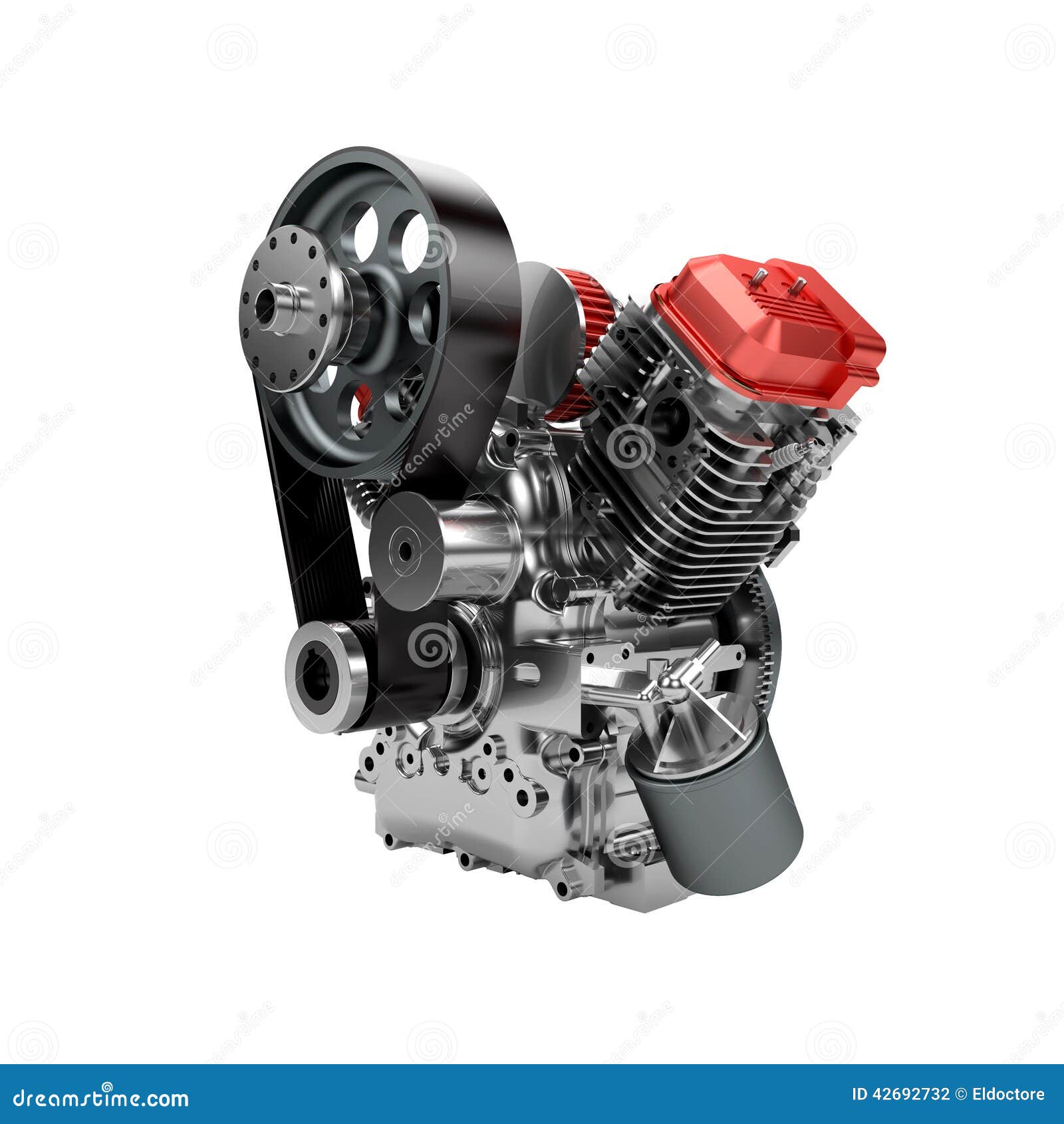 Assembled V2 Engine of Large Powerful Motorbike Isolated Stock ...