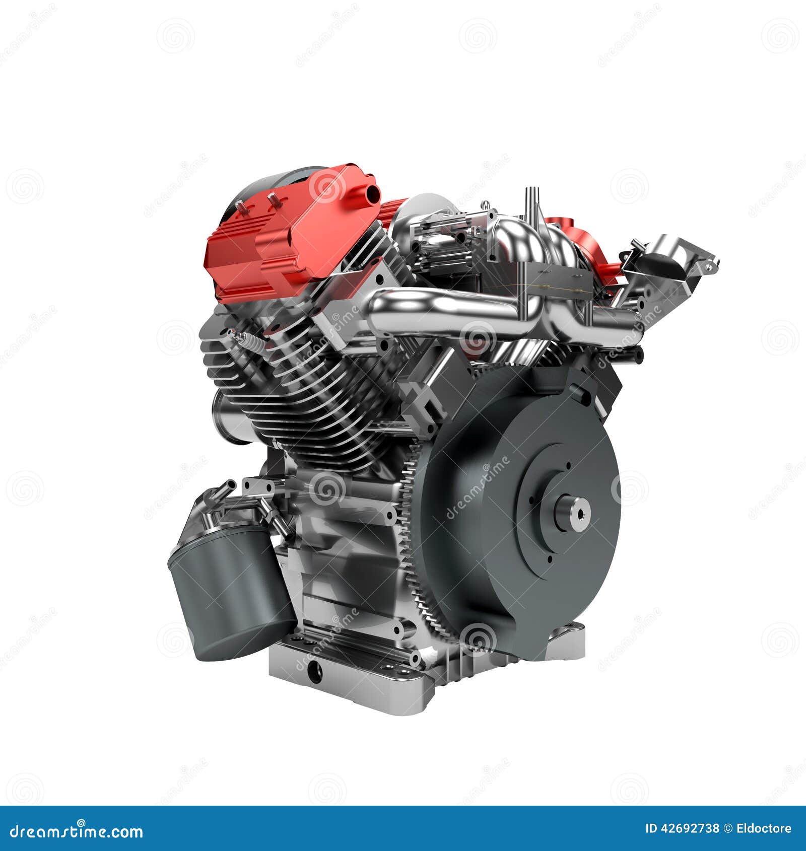 Assembled V2 Engine of Large Powerful Motorbike Isolated Stock ...