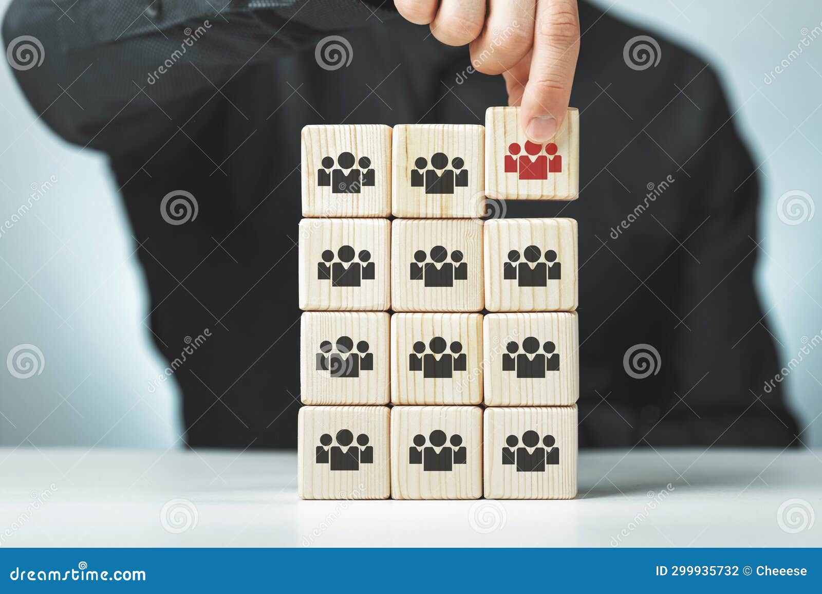 Assembled Wooden Cubes on the Theme of Business Leadership Stock Photo ...