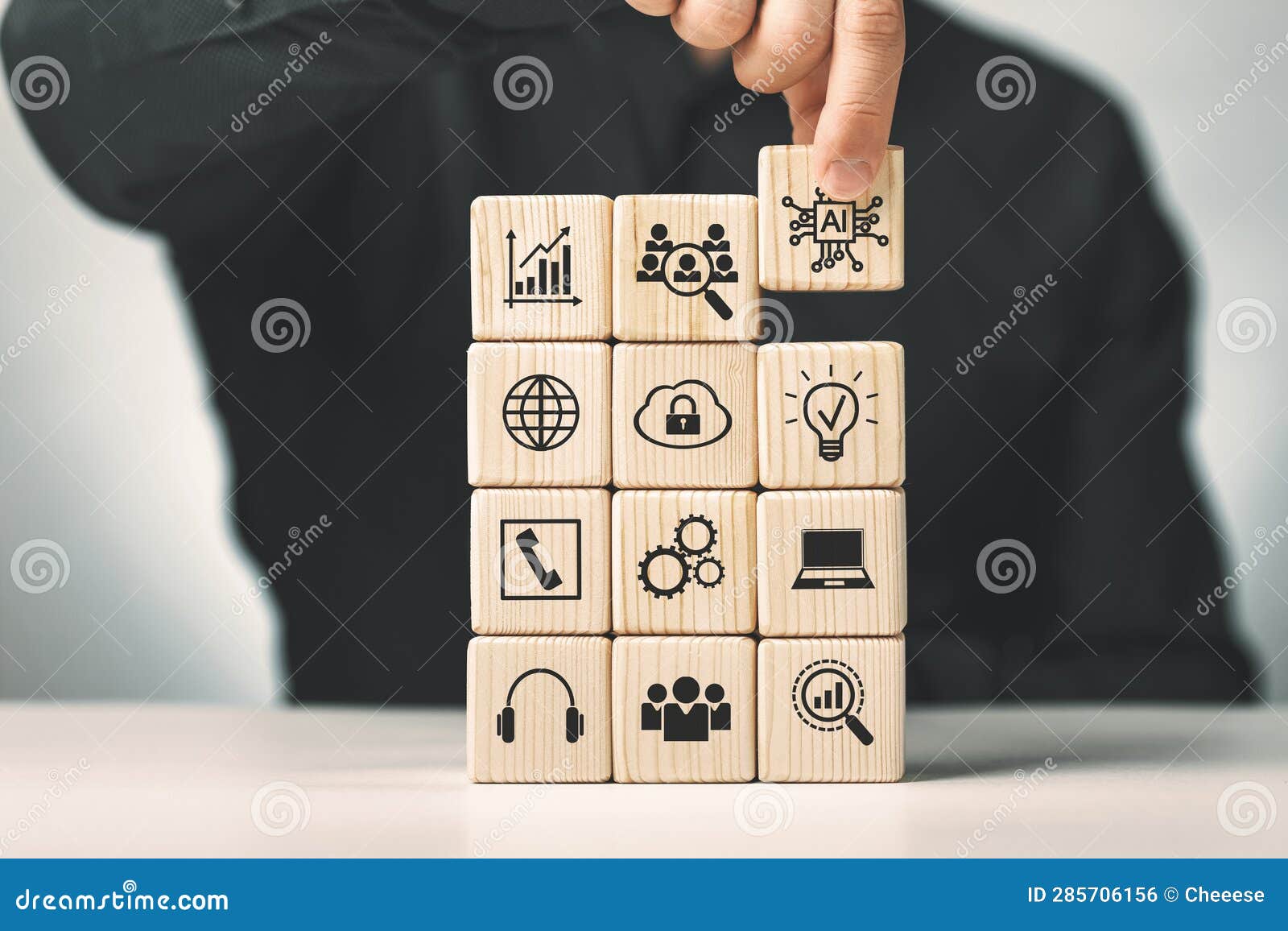 Assembled Wooden Cubes on the Topic of the Application in Business ...