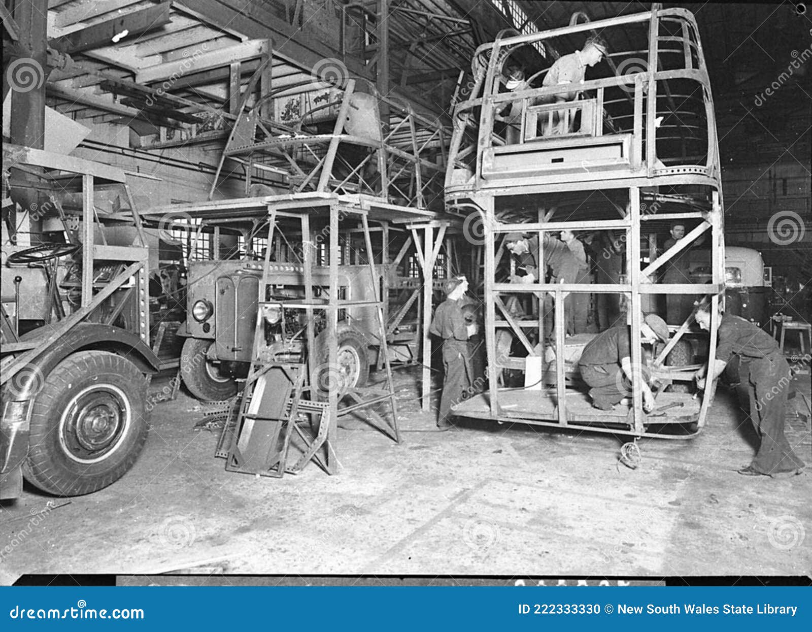 Assembling The Bodies On AEC Bus Chassis, 1937 Picture. Image: 222333330
