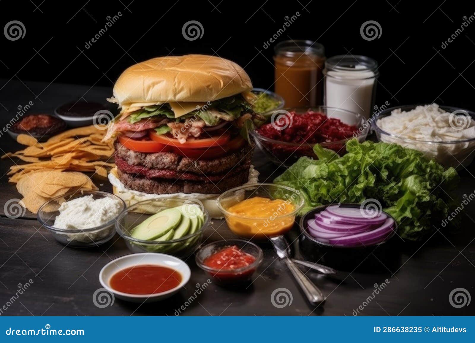 Assembling Burger: Layers of Ingredients Stock Image - Image of ...