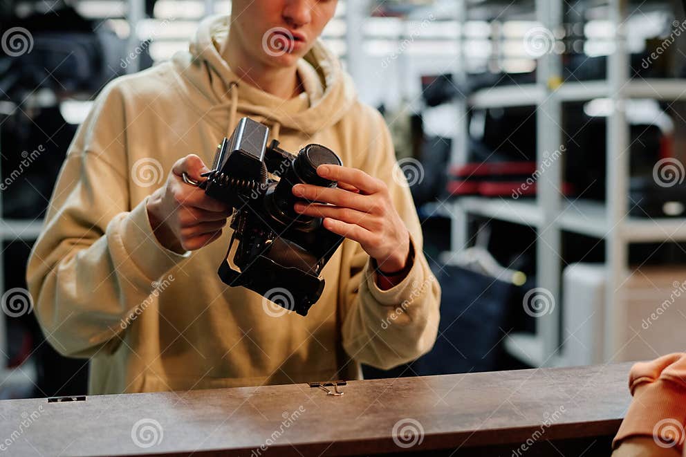 Assembling Camera in Studio Environment with Equipment Stock Image - Image of apparatus, precise ...