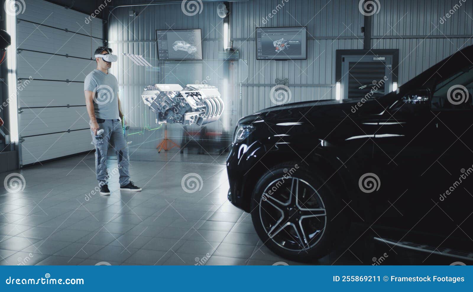 Assembling a car engine stock image. Image of screen - 255869211