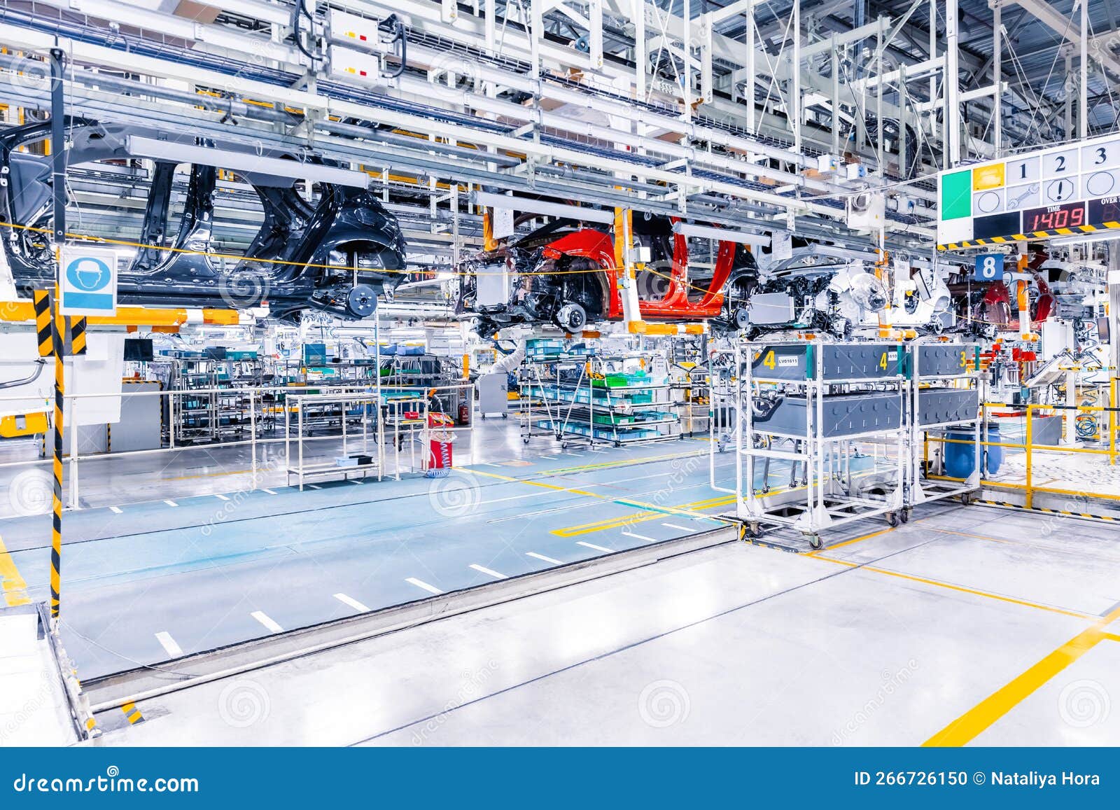 Assembling Cars on Conveyor Line Stock Photo - Image of mechanic ...