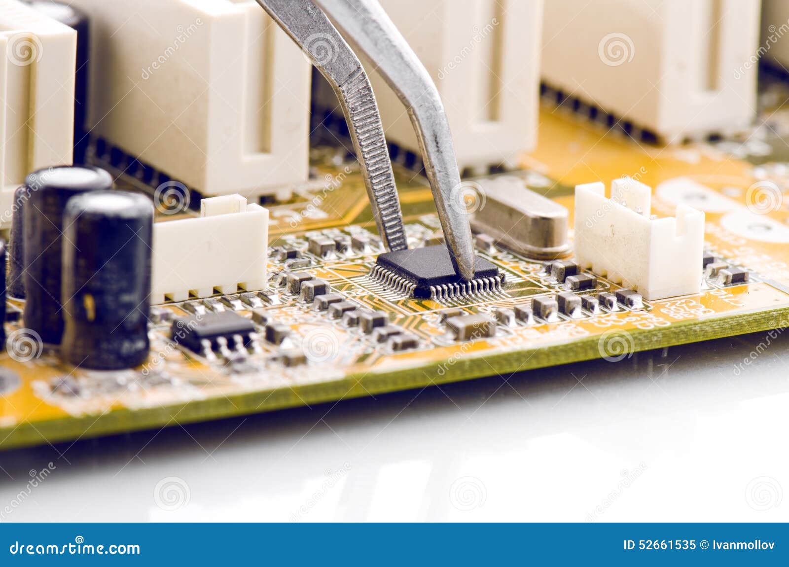 Assembling Computer Circuit Board Closeup Stock Image - Image of ...