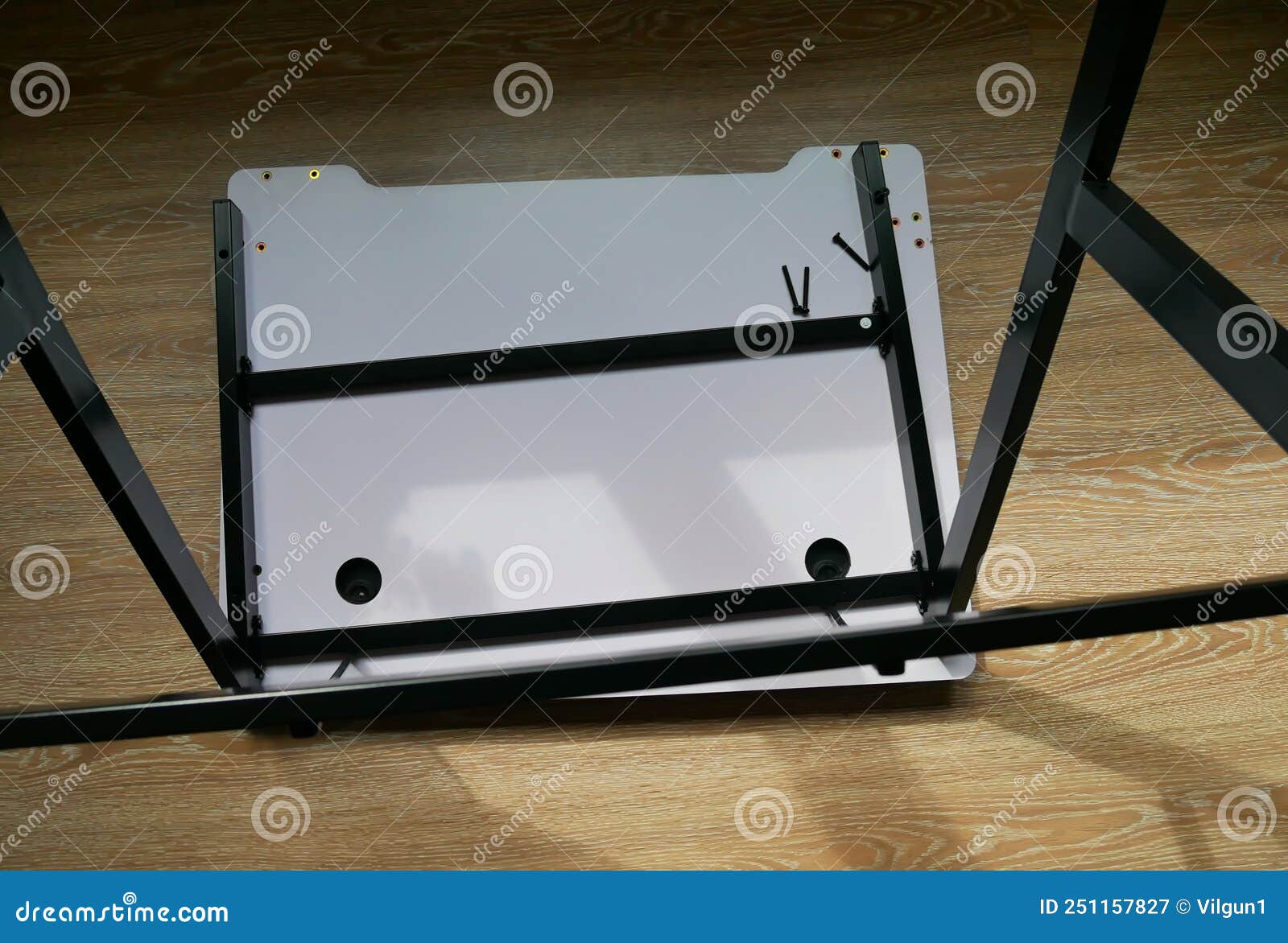 Assembling a Computer Desk at Home. Black Table for Gaming Computer ...