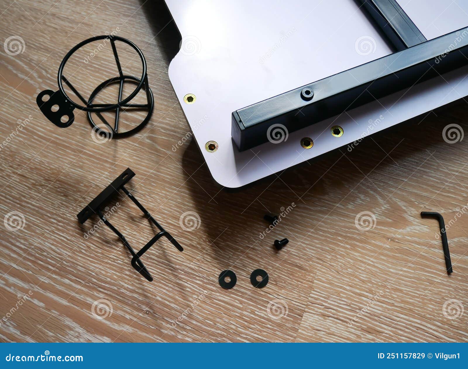 Assembling a Computer Desk at Home. Black Table for Gaming Computer ...