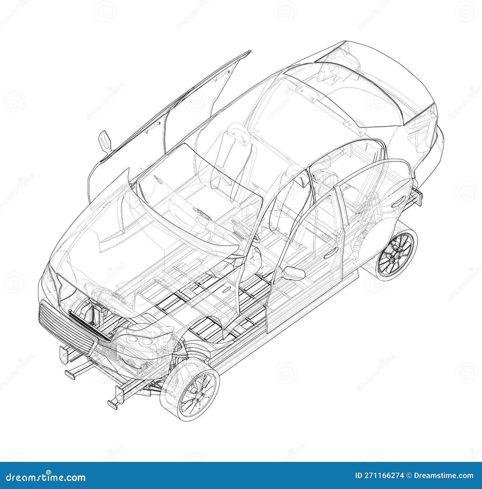 Assembling electric car stock illustration. Illustration of power ...