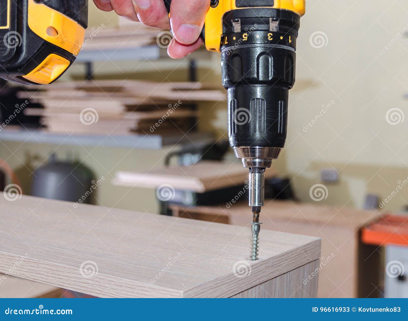 Assembling of Furniture Power Tools Stock Image - Image of cabinet ...