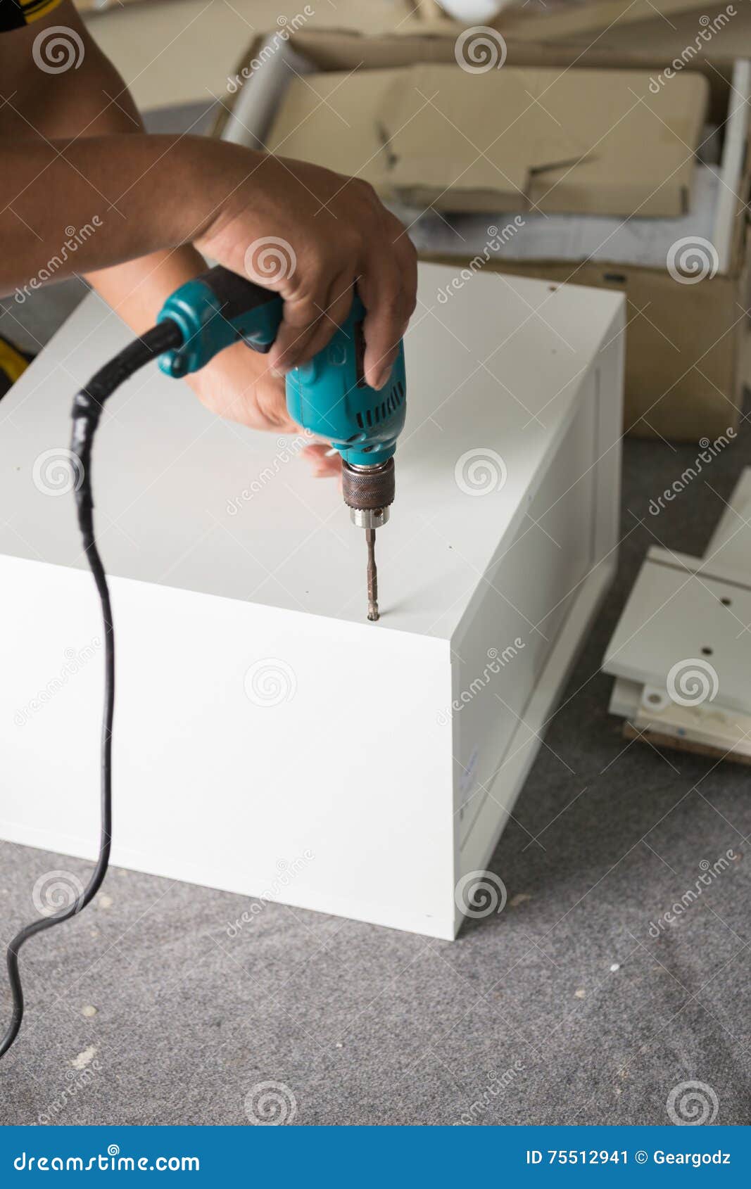 Assembling Furniture with a Screwdriver Stock Image - Image of ...
