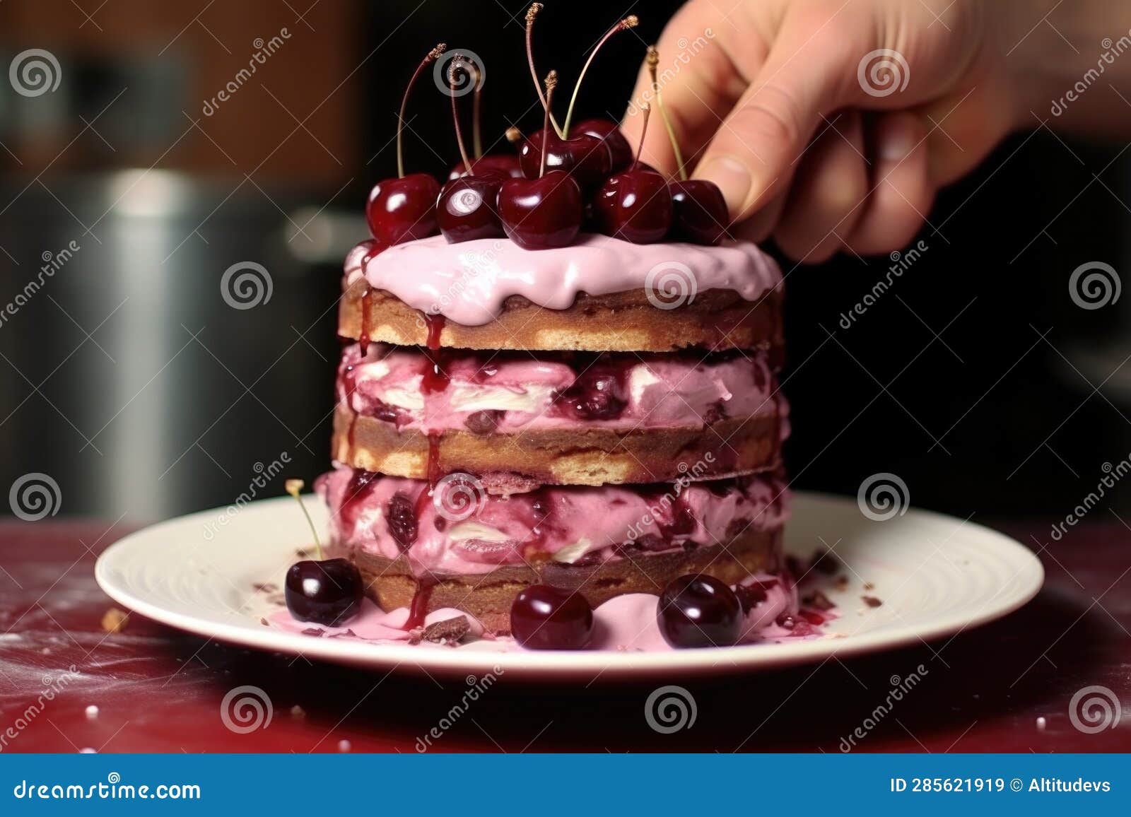 Assembling Gateau with Cherry Filling Stock Illustration - Illustration ...