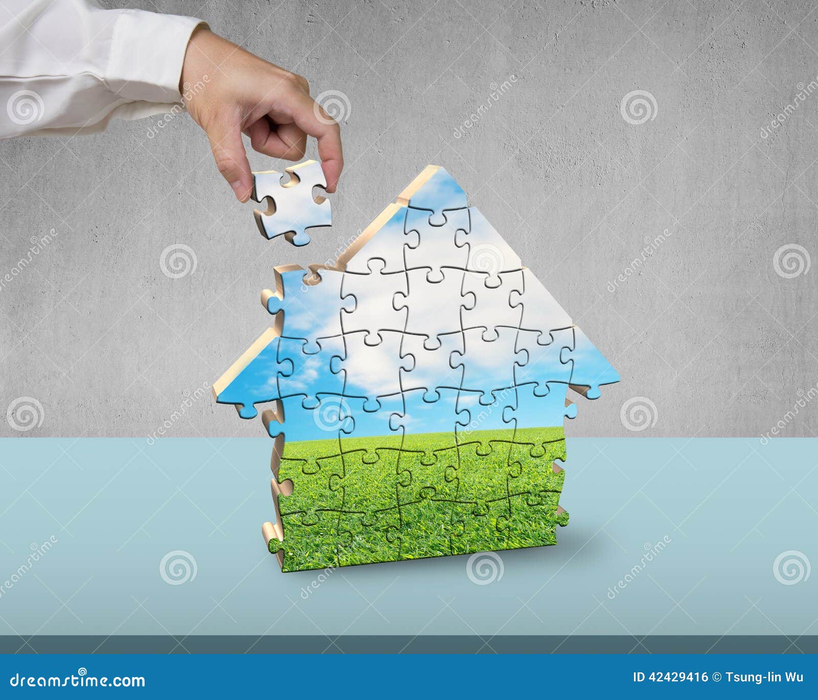 Assembling House Shape Puzzles Stock Illustration - Illustration of ...