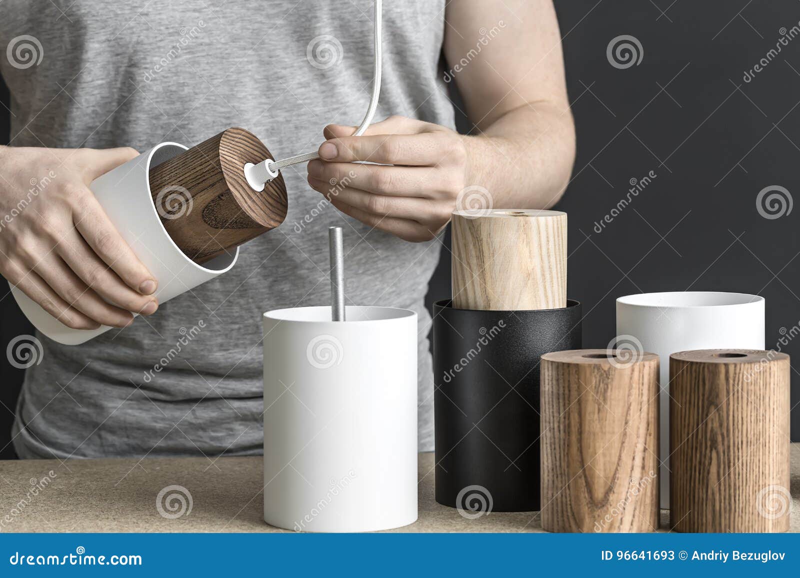 Assembling of Lamp in Workshop Stock Image - Image of wood ...
