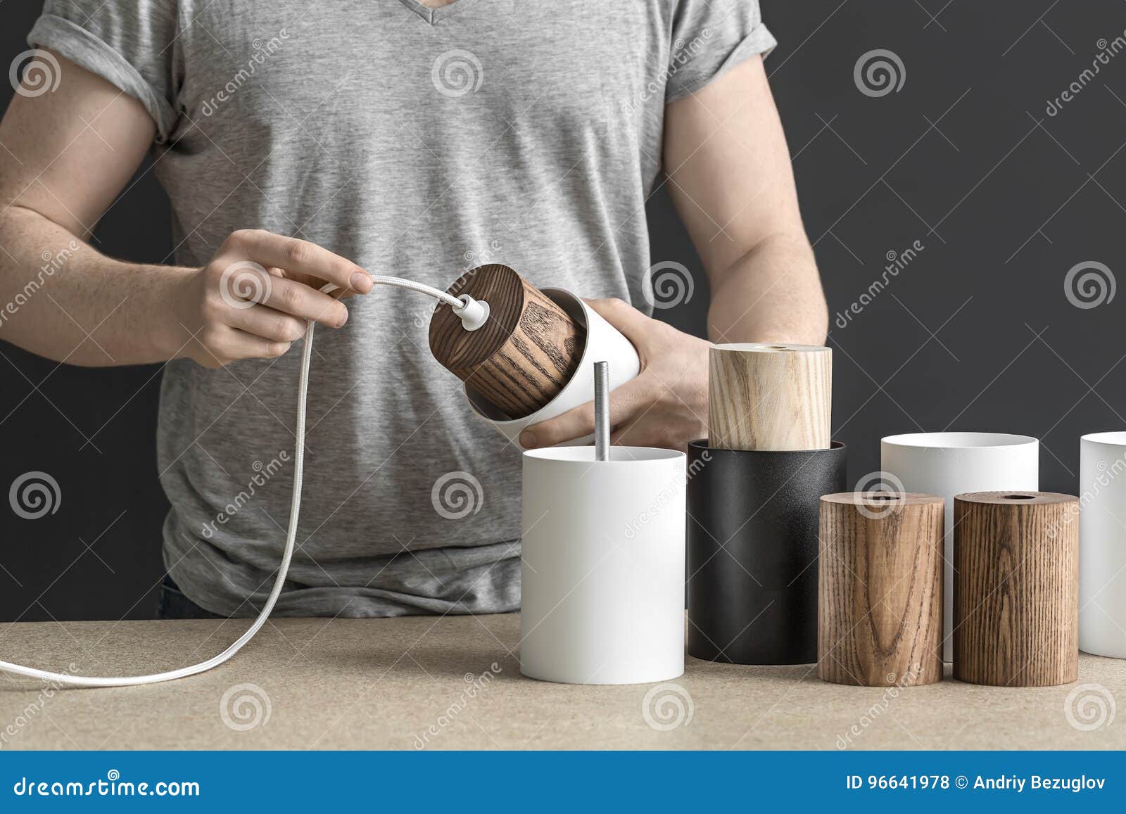 Assembling of Lamp in Workshop Stock Photo - Image of cable, assembly ...