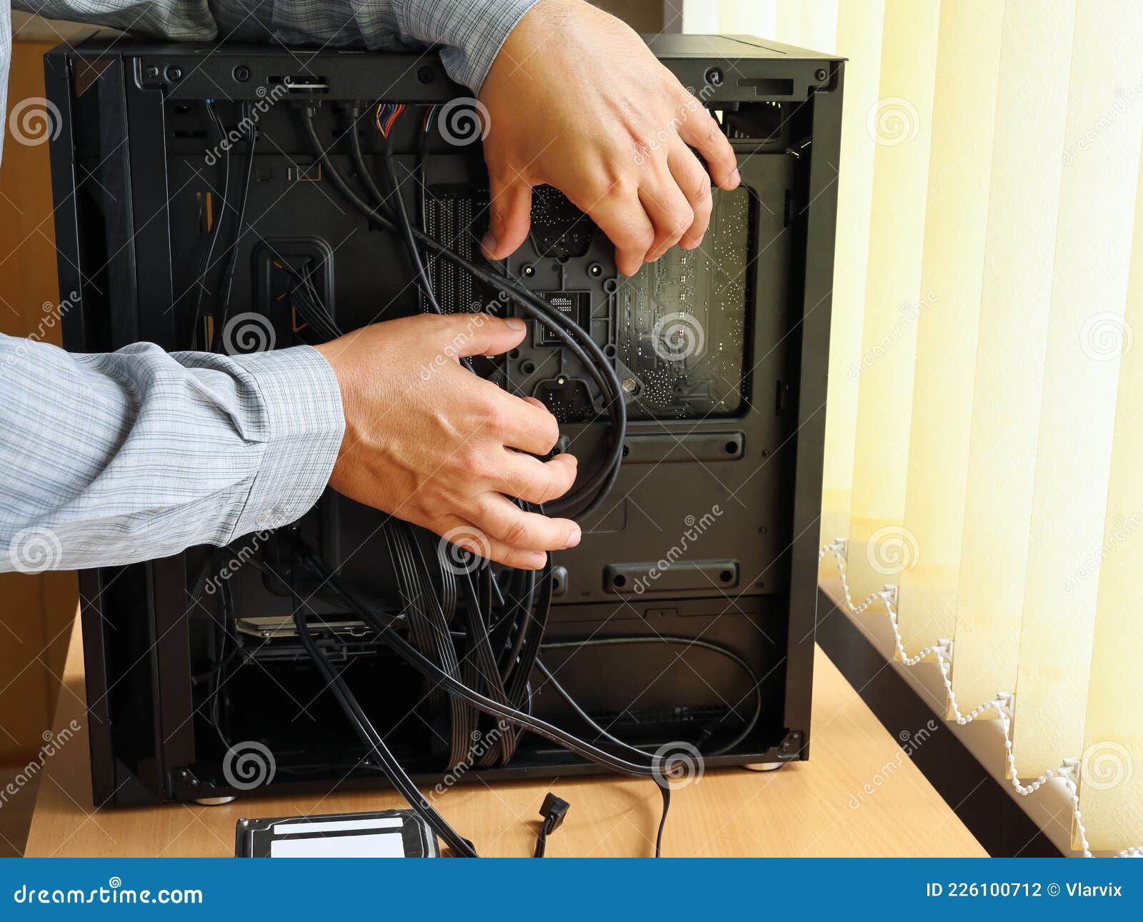 Assembling New Computer, Setting Parts and Laying Wires in System Unit ...