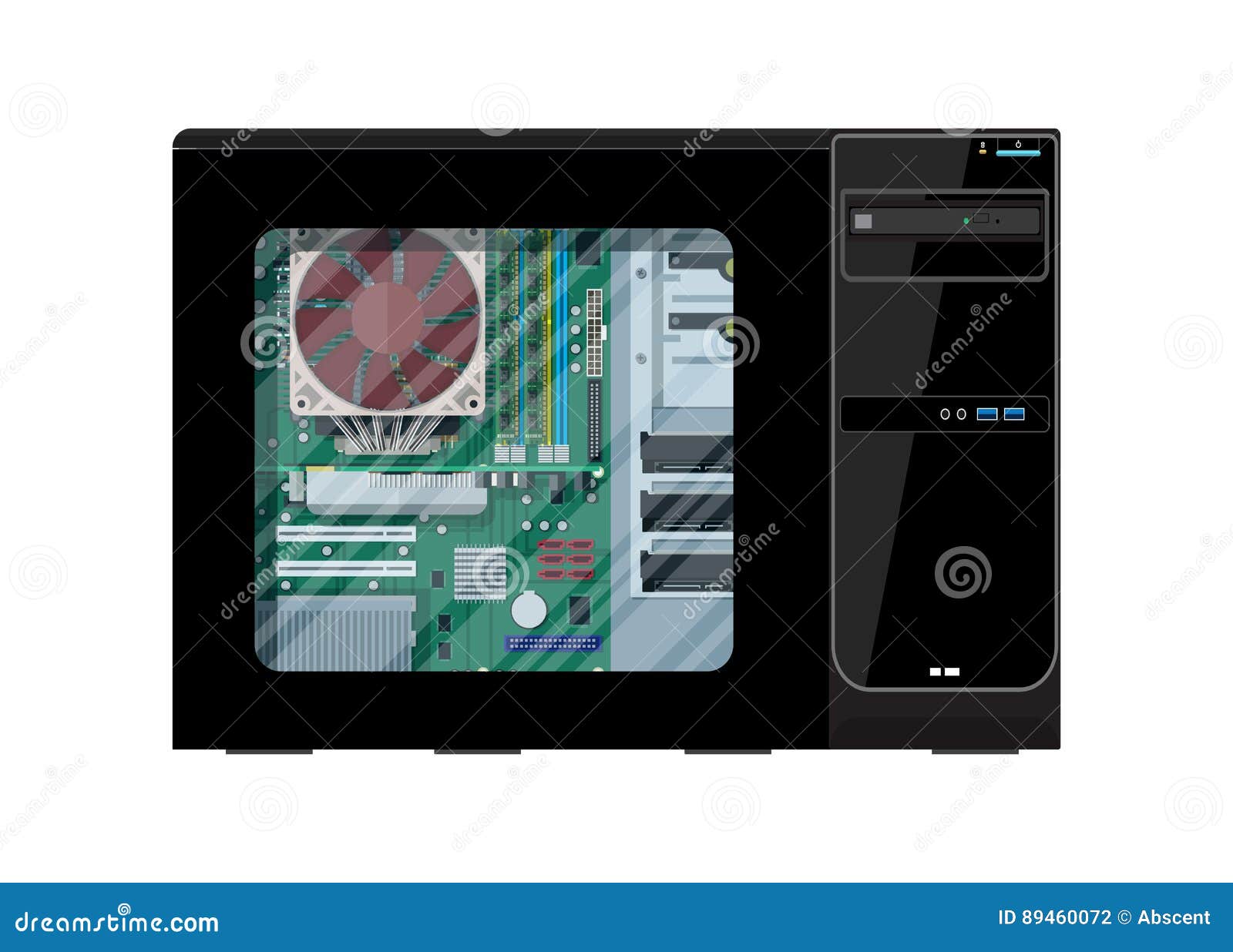 Assembling PC. Personal Computer Hardware. Vector Illustration ...