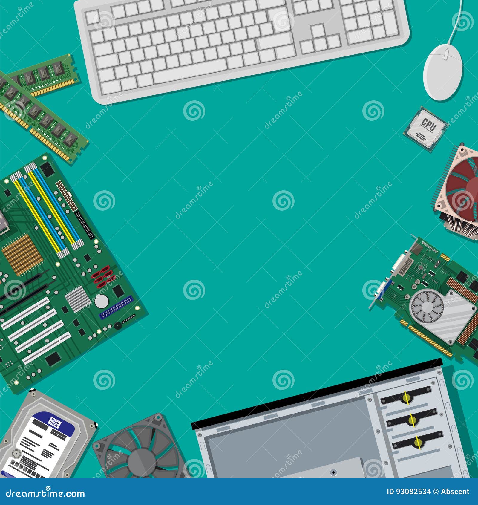 Assembling PC. Personal Computer Hardware Stock Vector - Illustration ...