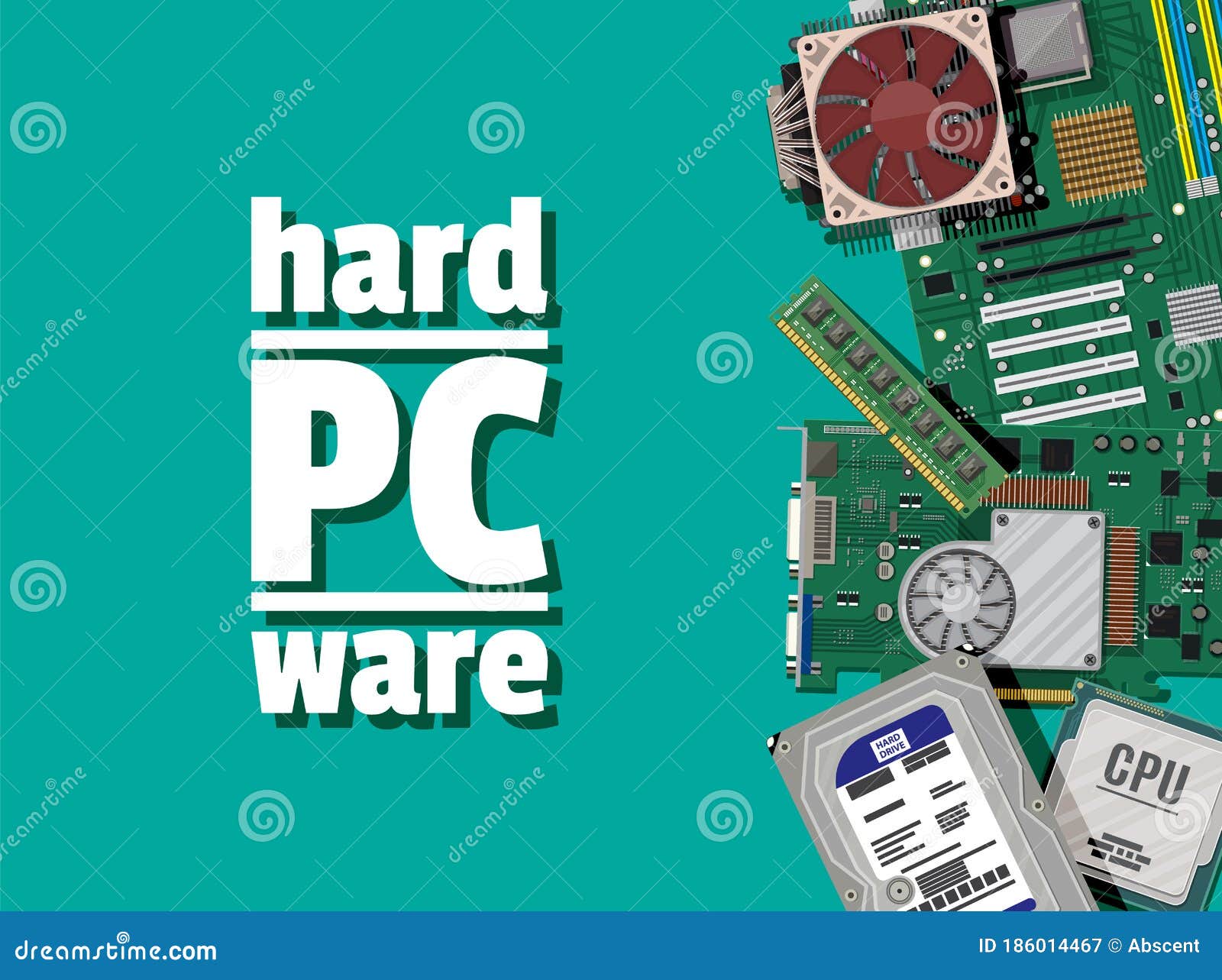 Assembling PC. Personal Computer Hardware. Stock Vector - Illustration ...