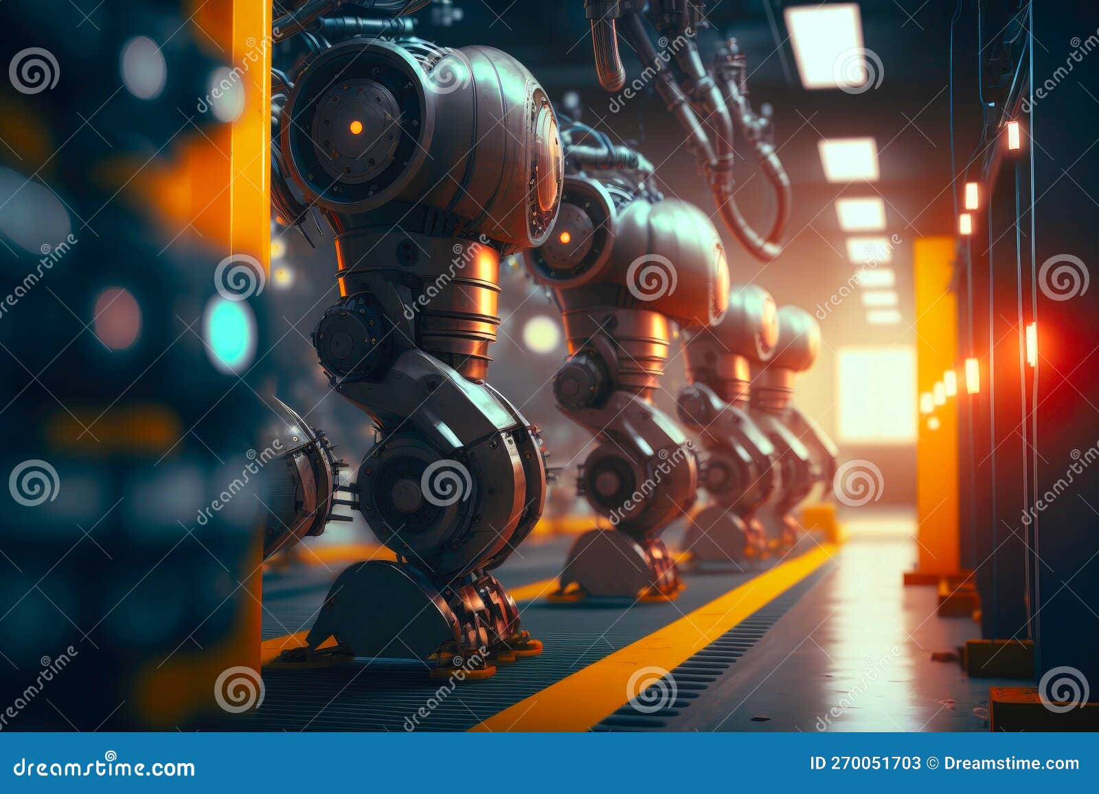 Assembling Robots In A Robot Factory Created With Generative Ai Technology Stock Illustration