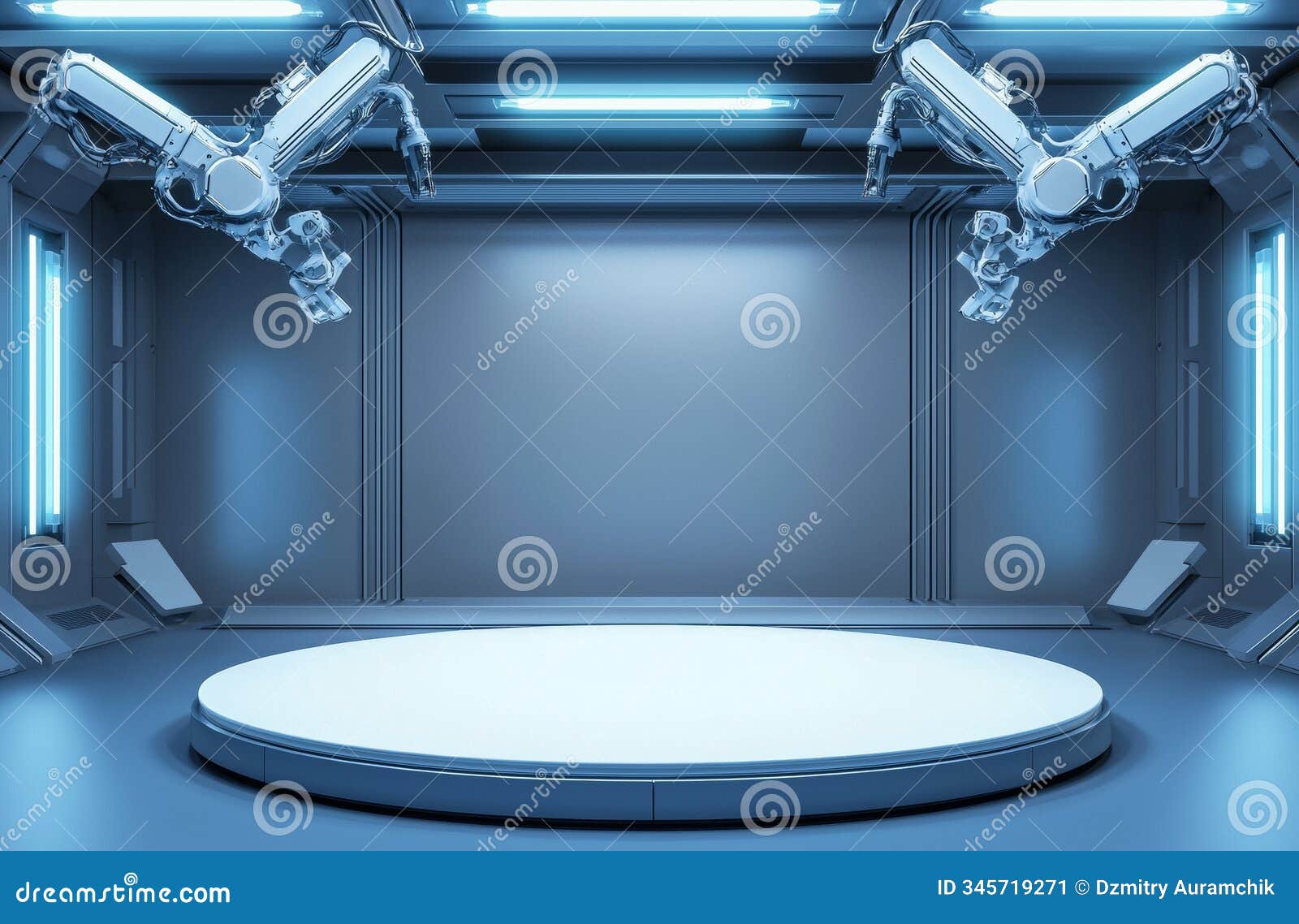 Assembling Robots in a White Futuristic Factory Stock Image - Image of ...