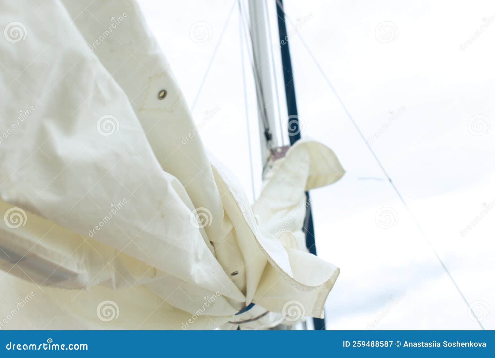 Assembling the Sail of the Yacht, Remove the Sails. Stock Image - Image ...