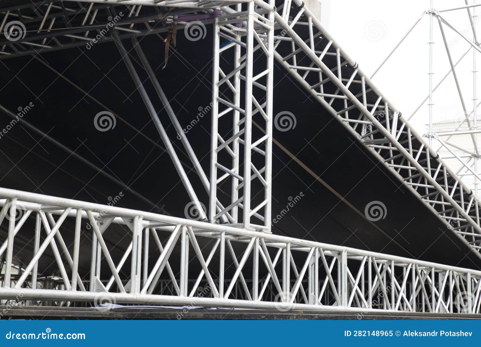Assembling a Stage for a Performance.Scaffolding for the Stage for the ...