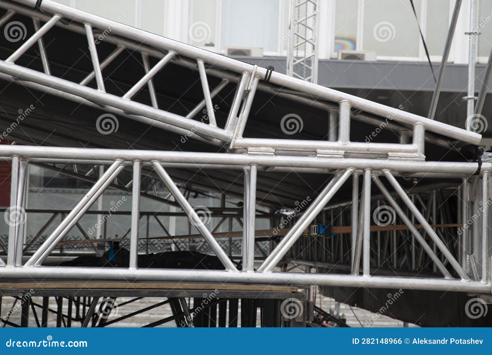 Assembling a Stage for a Performance.Scaffolding for the Stage for the ...