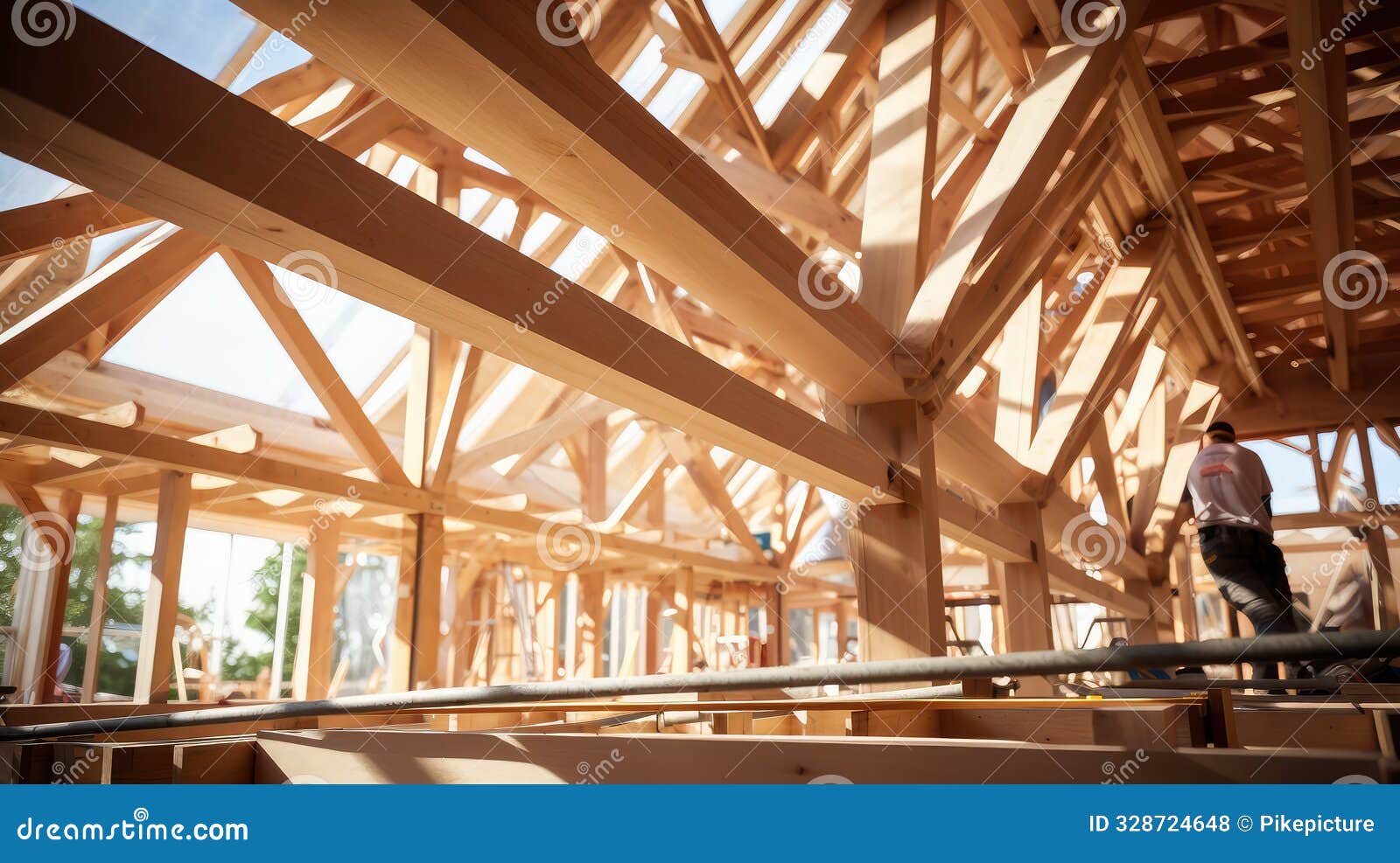 Assembling Truss Timber Frame Stock Illustration - Illustration of ...
