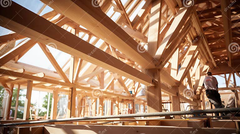 Assembling Truss Timber Frame Stock Illustration - Illustration of ...