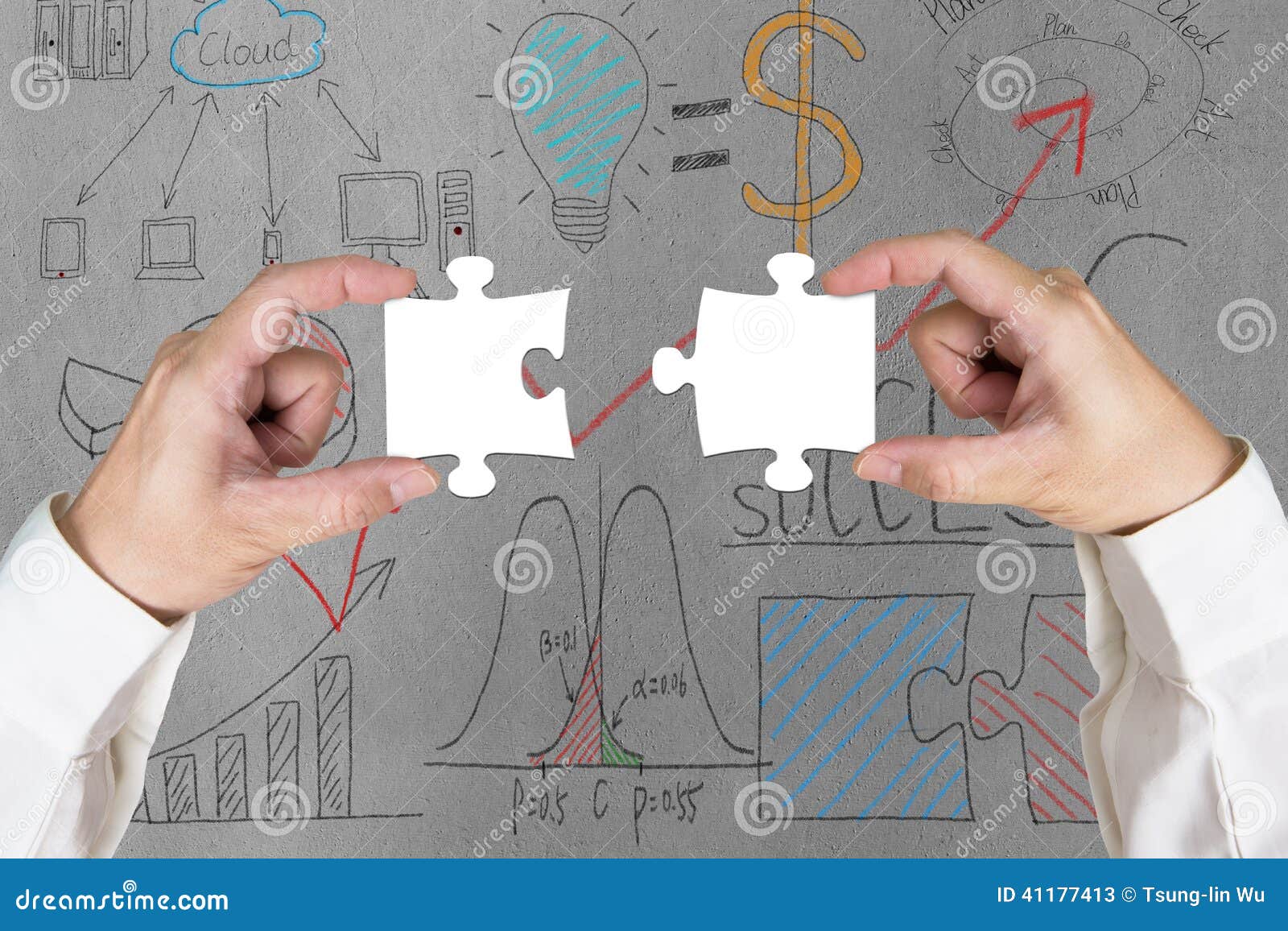 Assembling Two Puzzles Together Stock Image - Image of office, connect ...