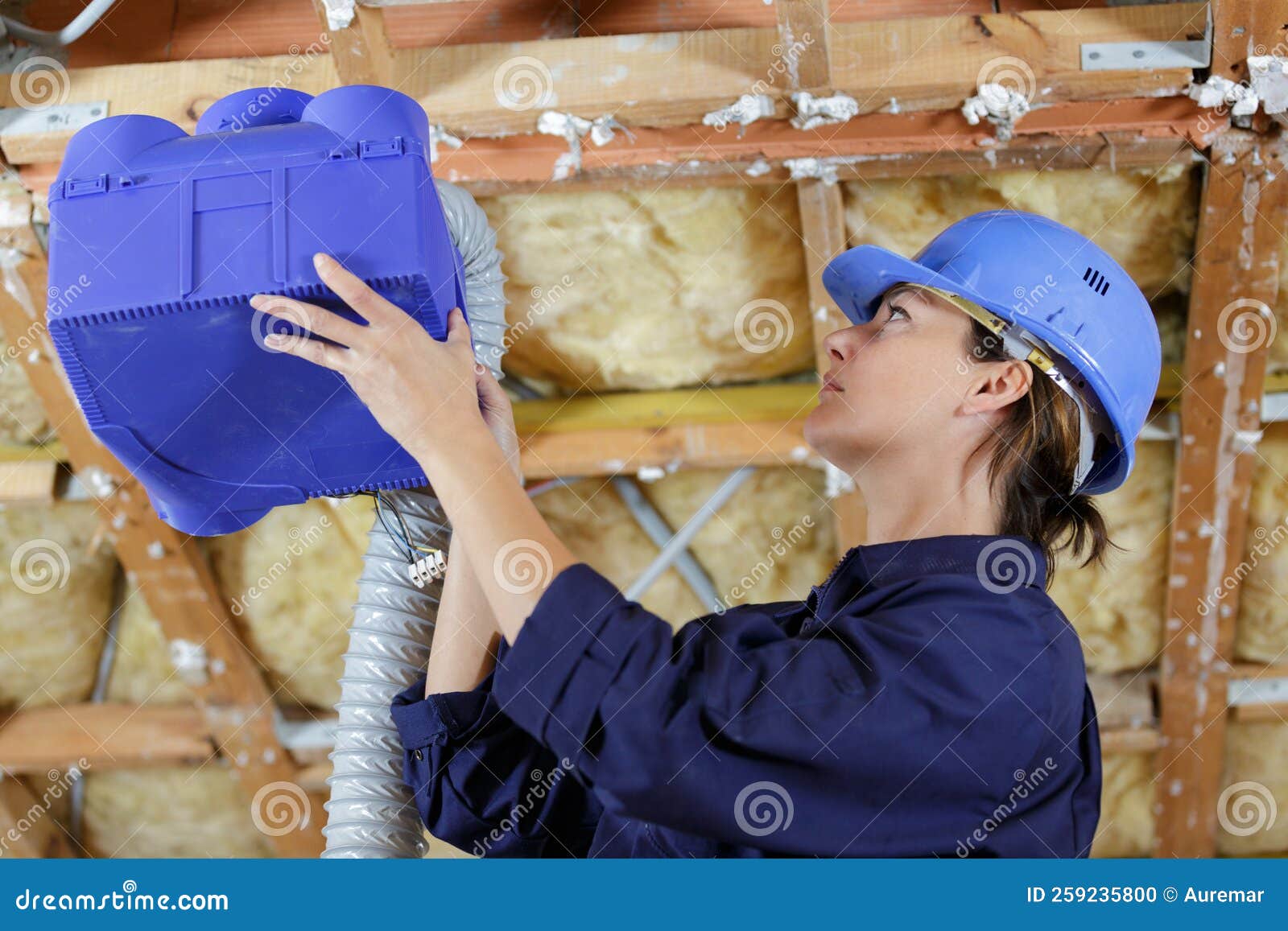 She Assembling Ventilation Box Stock Photo - Image of procedure ...