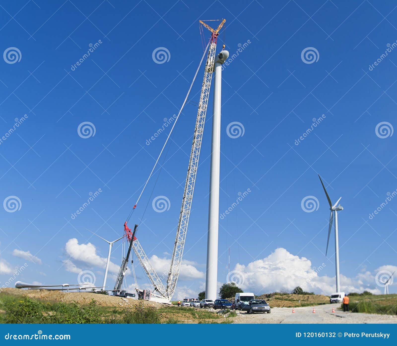 Assembling Wings Dutch Windturbine With Large Crane Royalty-Free Stock ...