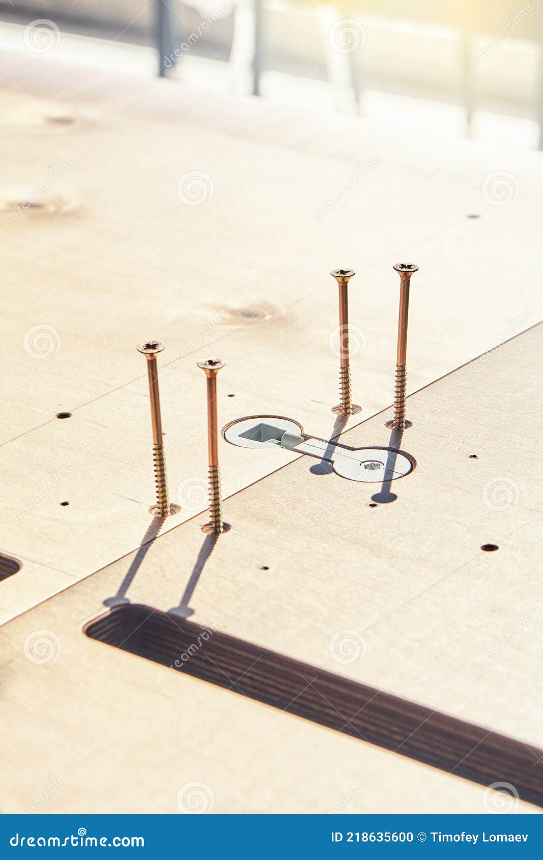 Assembling of Wooden Dining Table with Worktop Connectors Stock Photo ...