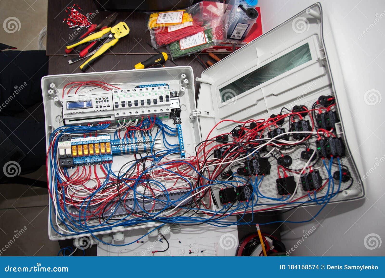 Assembly of the Automatic Control Panel Stock Photo - Image of line ...