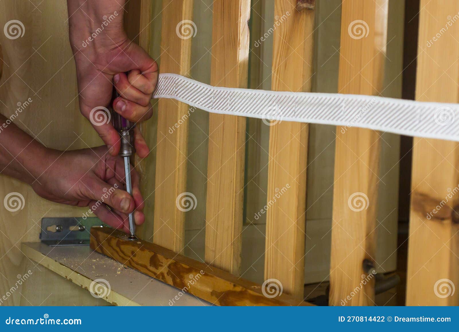 Assembly of the Bed with a Screwdriver Stock Photo - Image of repair ...