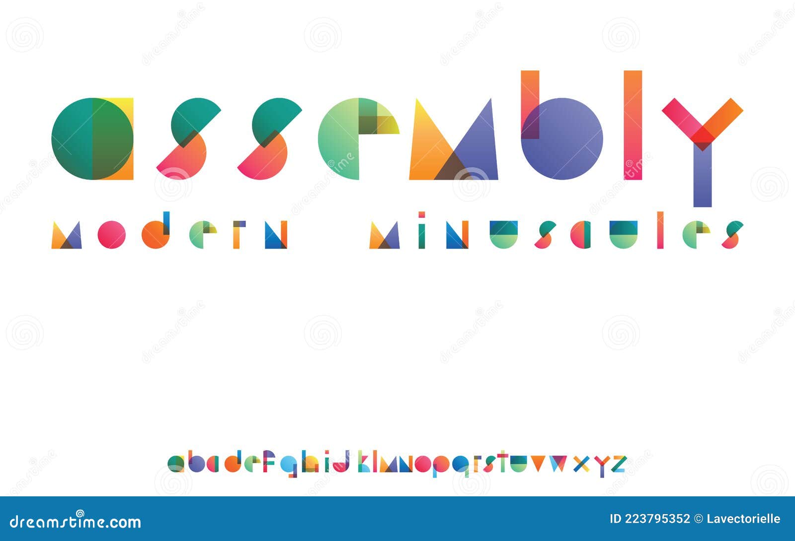 Assembly Colorful Gradient Overlapping Transparent Shapes Font Stock ...
