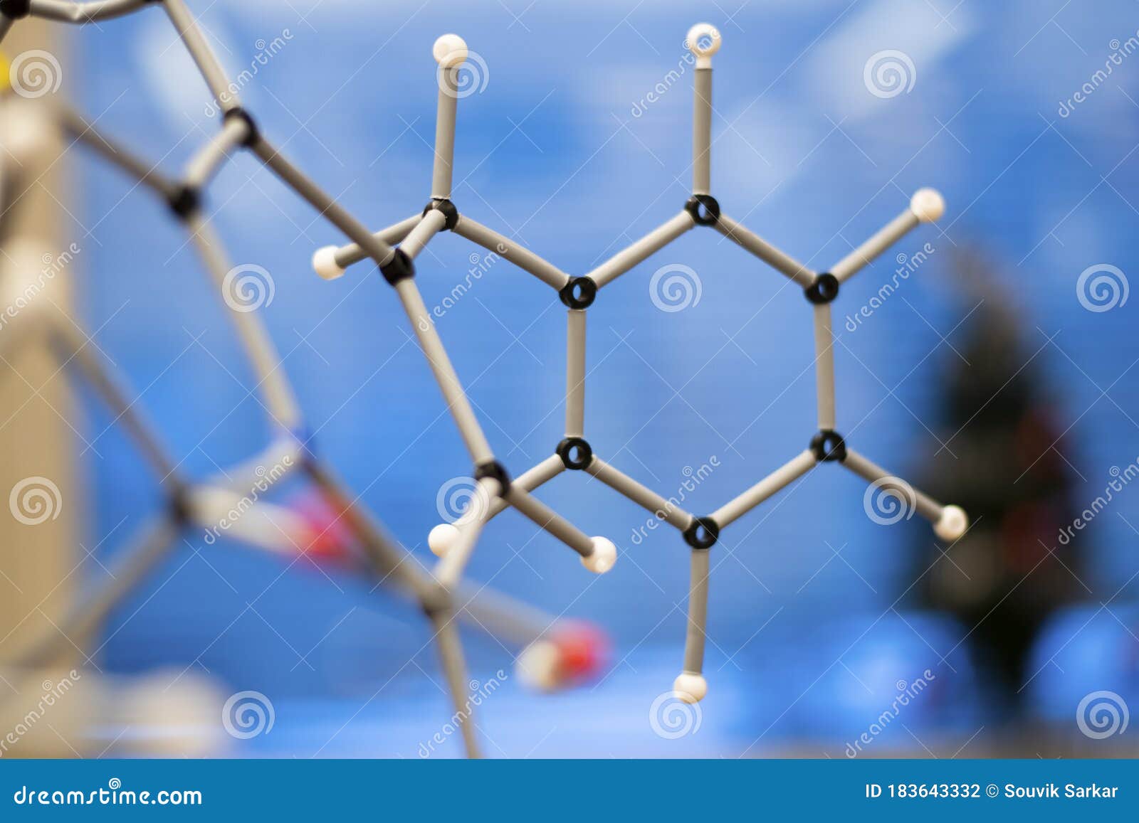 An Assembly Of Comples Organic Molecule Structure With Blur Background ...