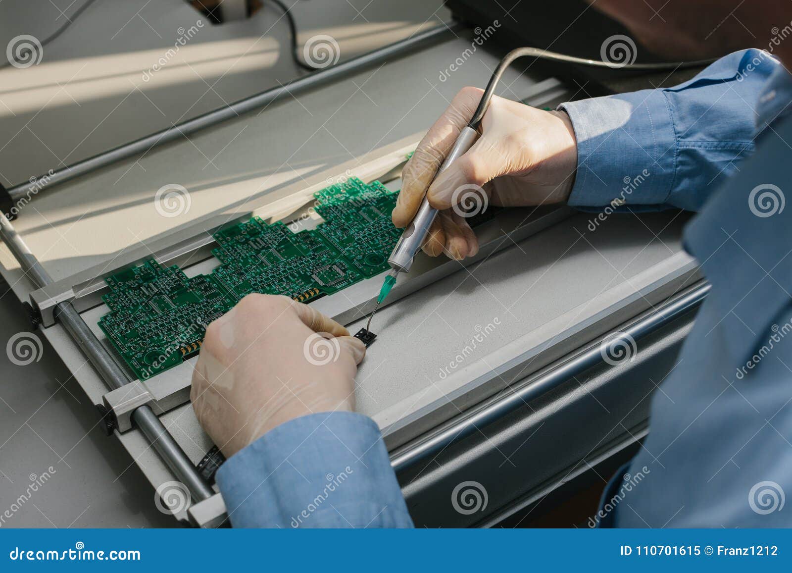 The Assembly of Computer Units. Technological Process. Stock Image ...
