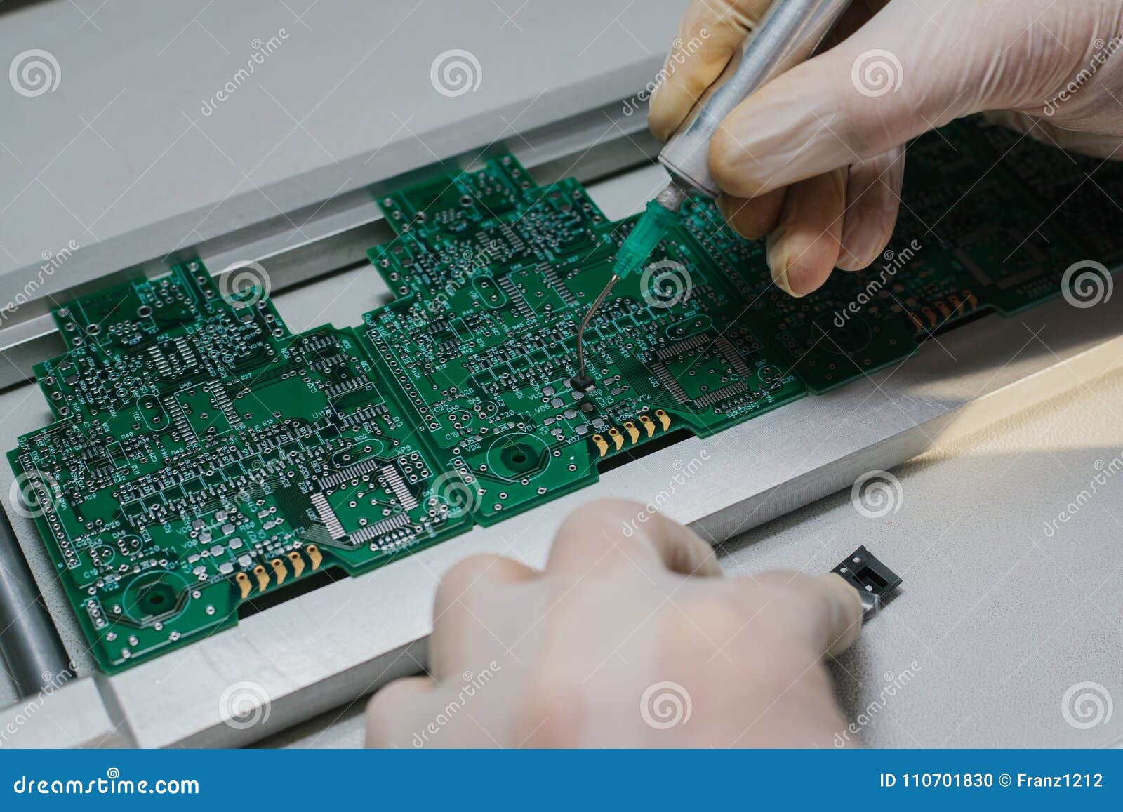 The Assembly of Computer Units. Technological Process. Stock Photo ...