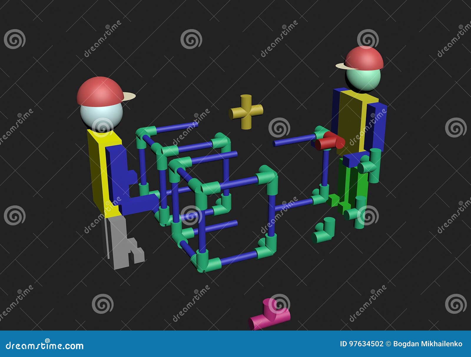 Assembly of Construction Workers 3D Stock Illustration - Illustration ...